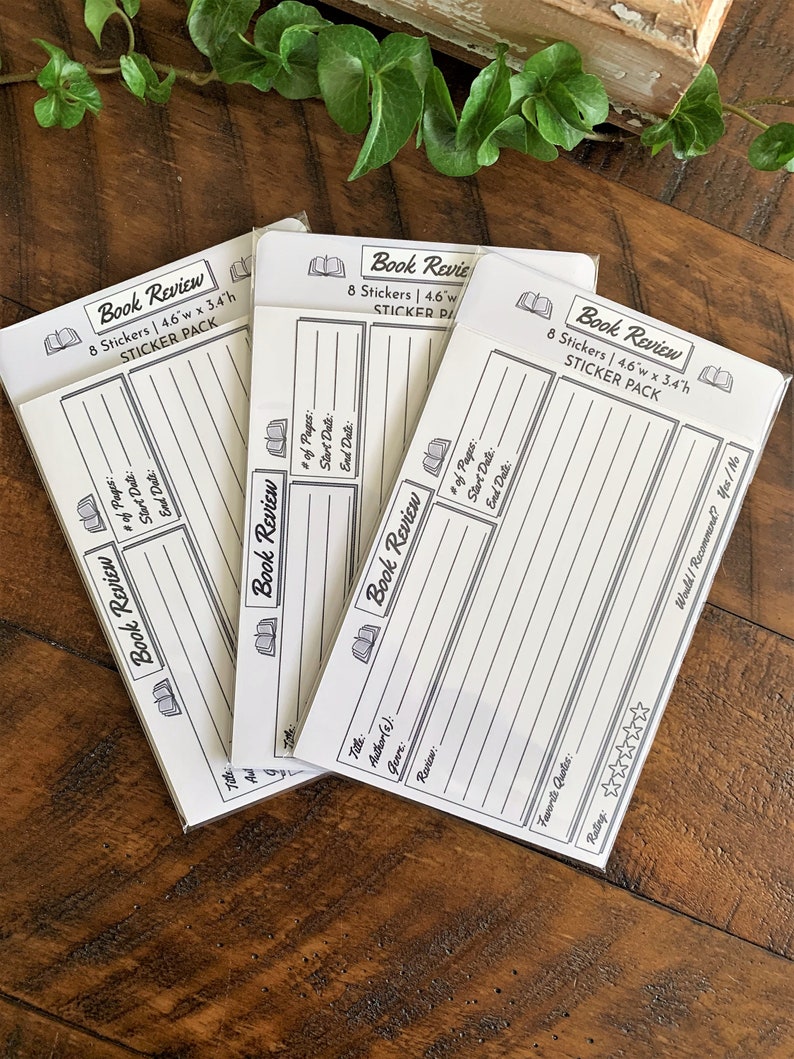 Book Review Sticker Pack | 8 - 4.6"w X 3.4"h Stickers | for Reading ...