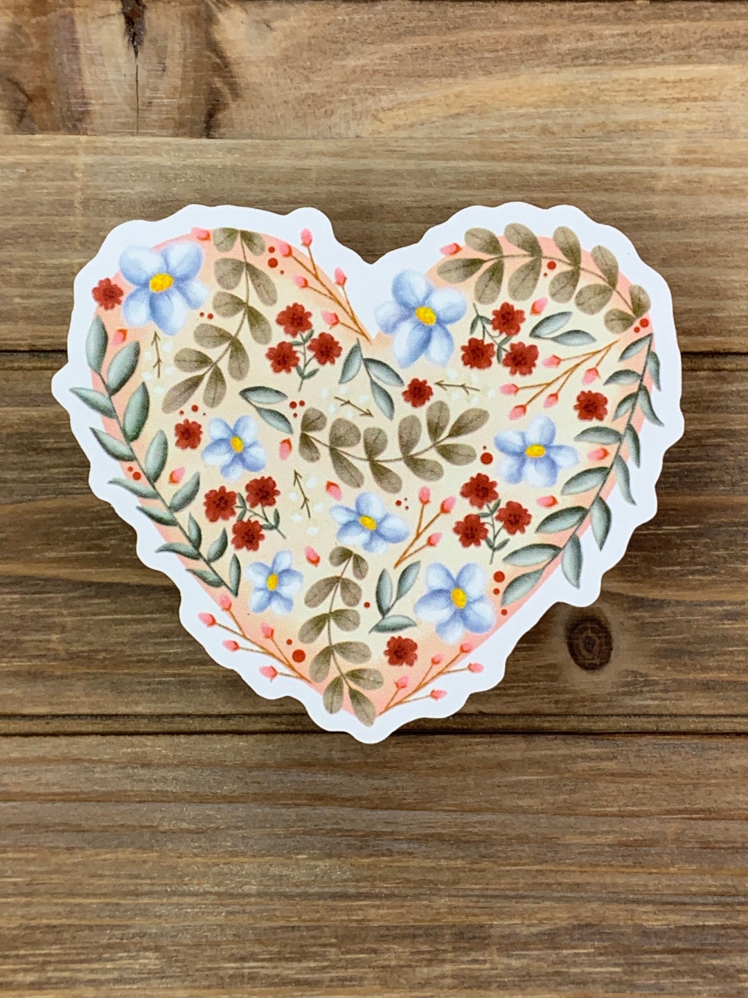 Floral Heart Die Cut Sticker | 2.9"w X 2.5"h | Choice of Matte Paper ...