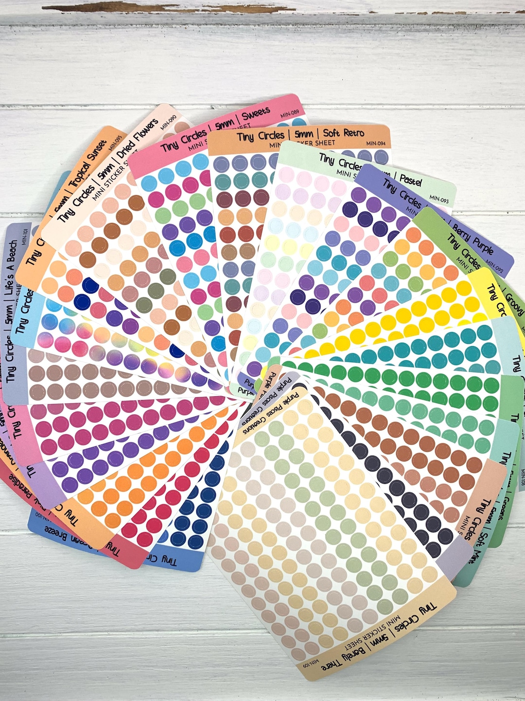 Tiny Circles 5mm Mini Sticker Sheet | 130 Tiny (5mm / .19in) Circles ...