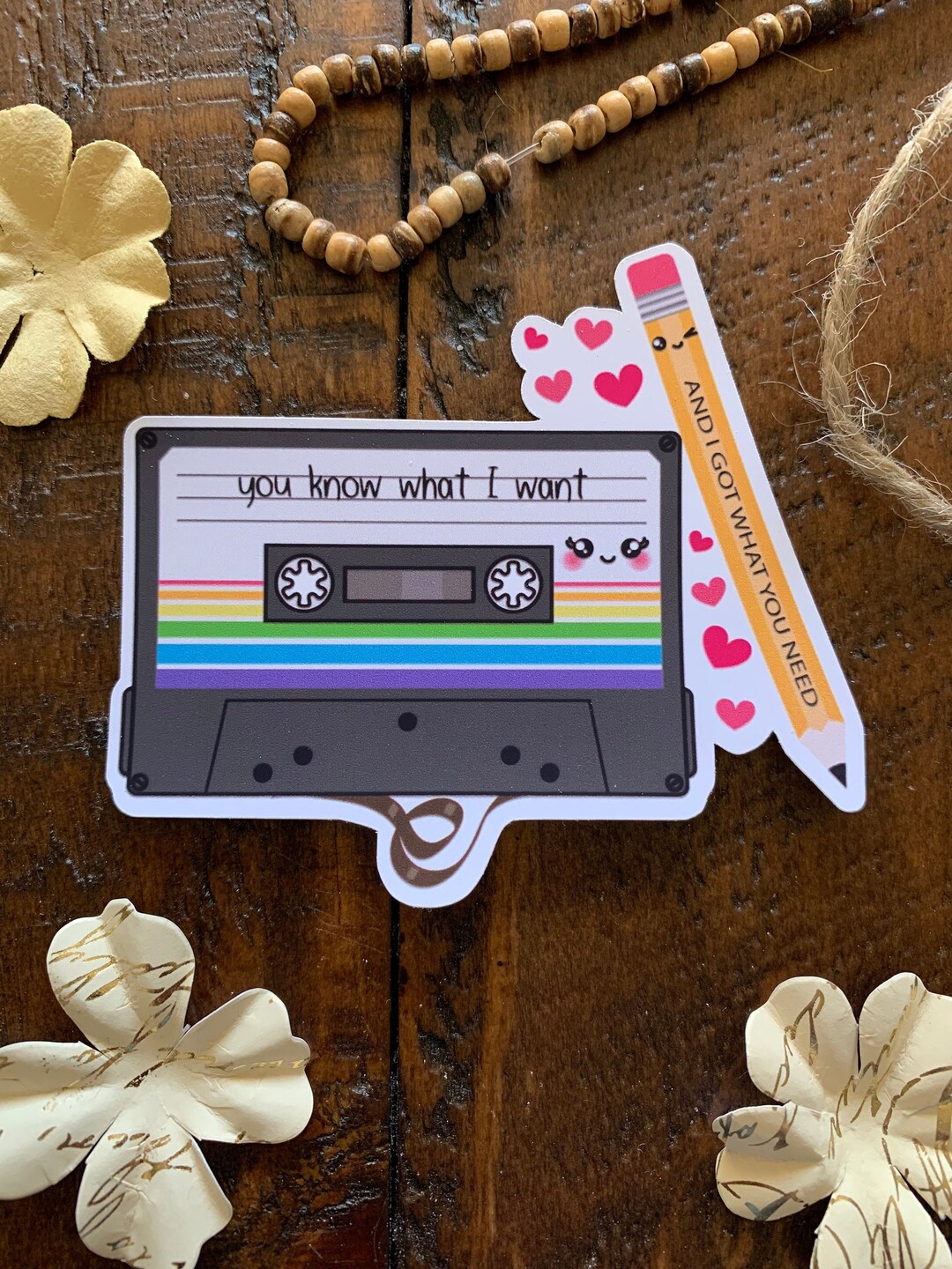 Cassette Tape & Pencil Die Cut Sticker | "you Know What I Want ...