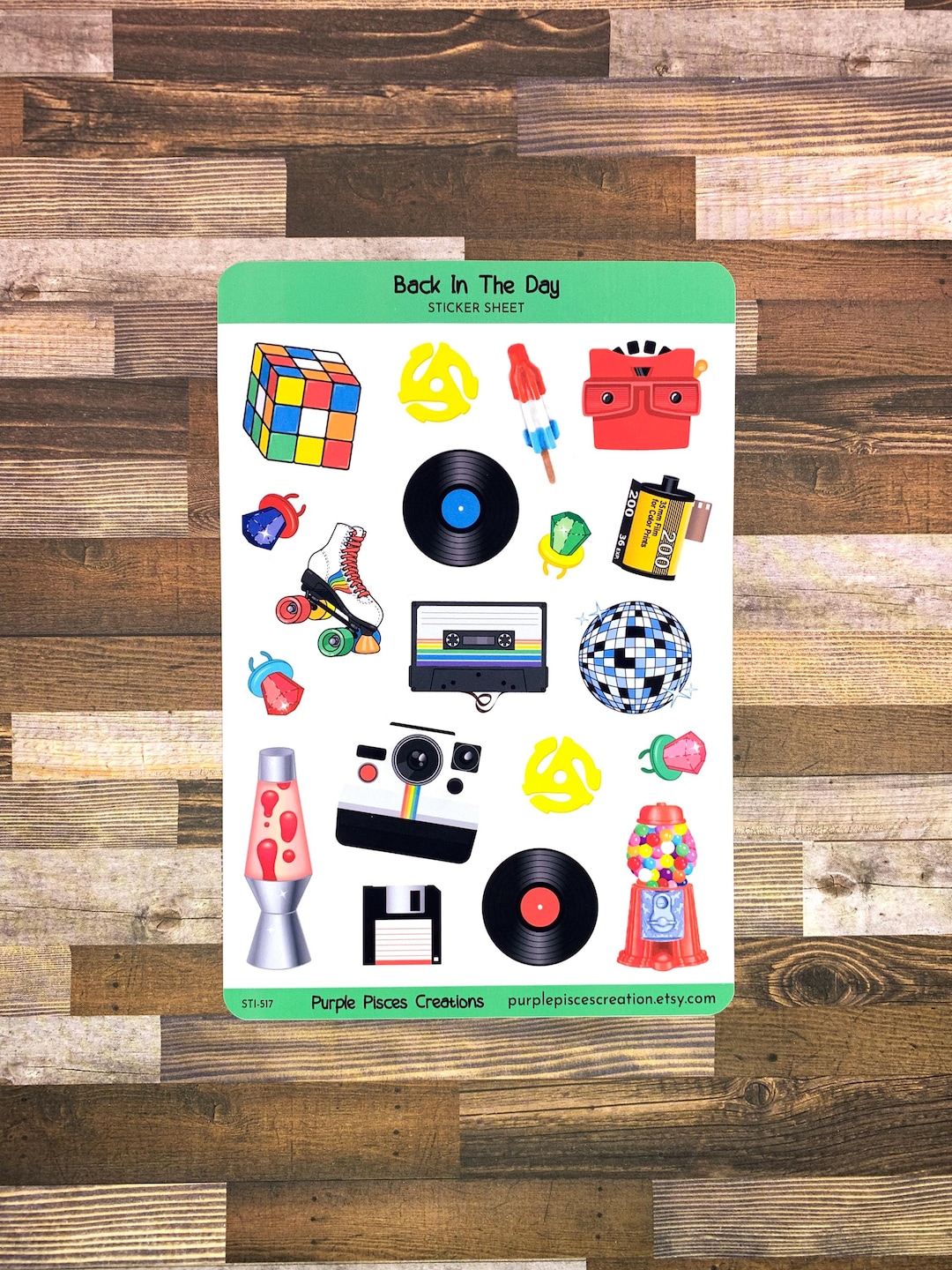 Back in the Day Sticker Sheet | Retro Themed Decorative Sticker Sheet ...