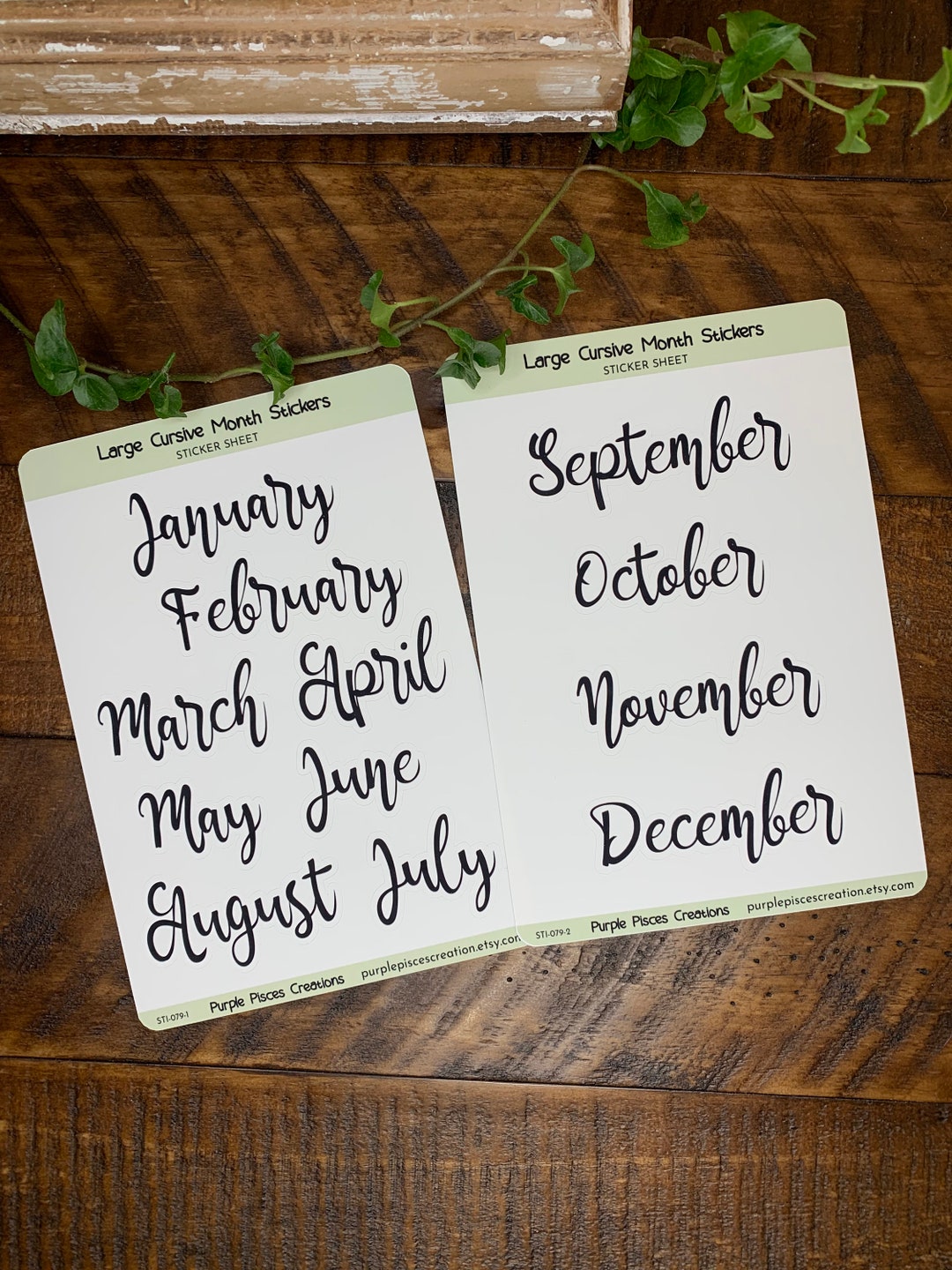 Large Cursive Month Stickers | January - December | for Planners ...