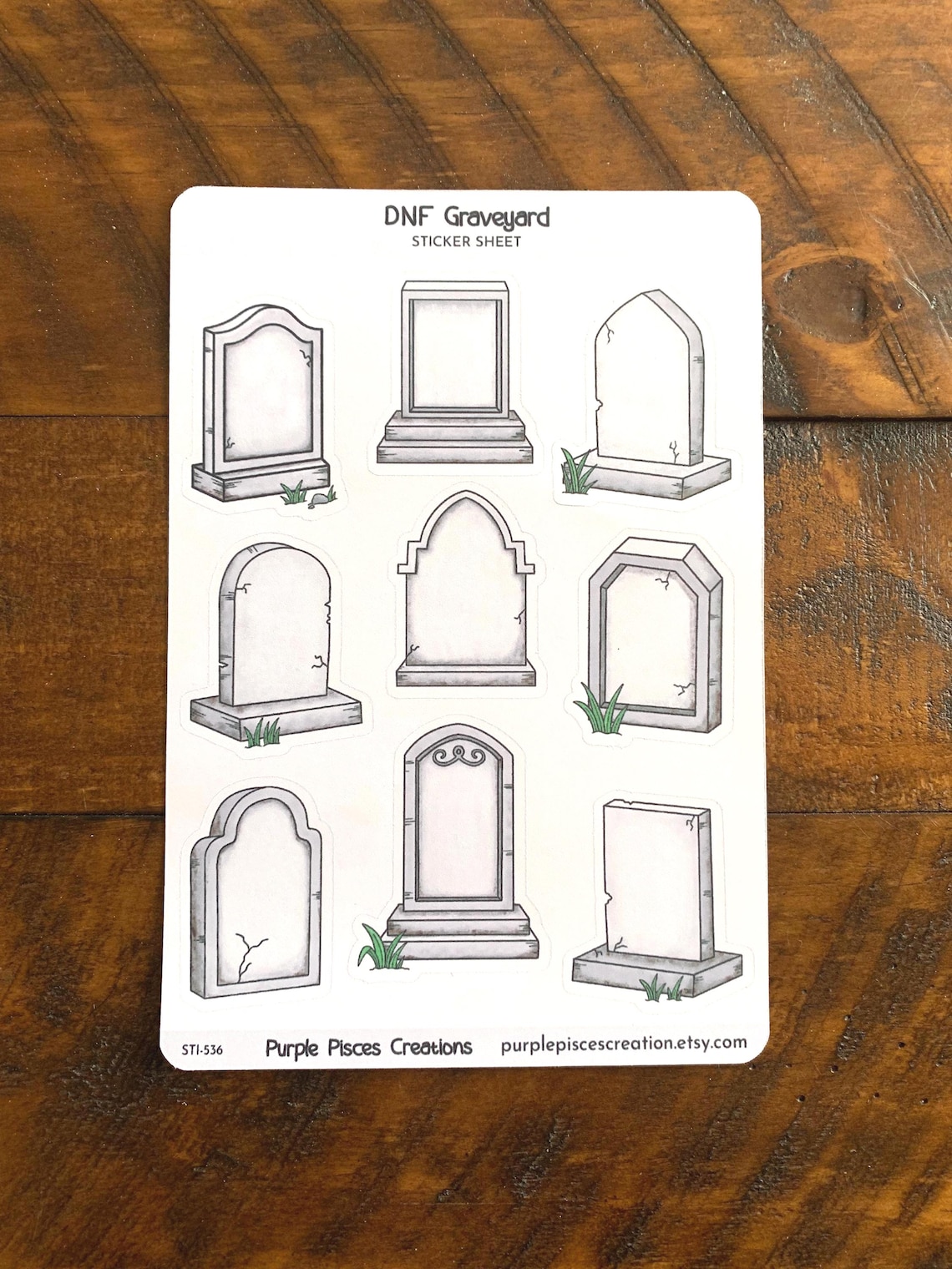 DNF Graveyard Sticker Sheet | 9 Stickers | Easy to Write On! | Bookish ...
