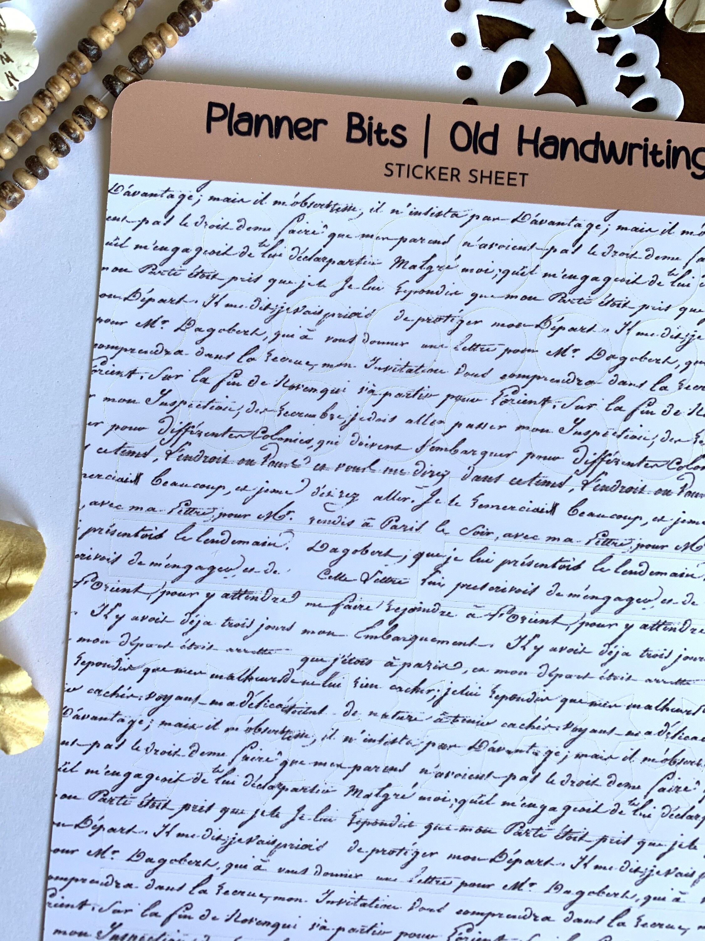 Planner Bits Old Handwriting Sticker Sheet 24 Circles 10 | Etsy