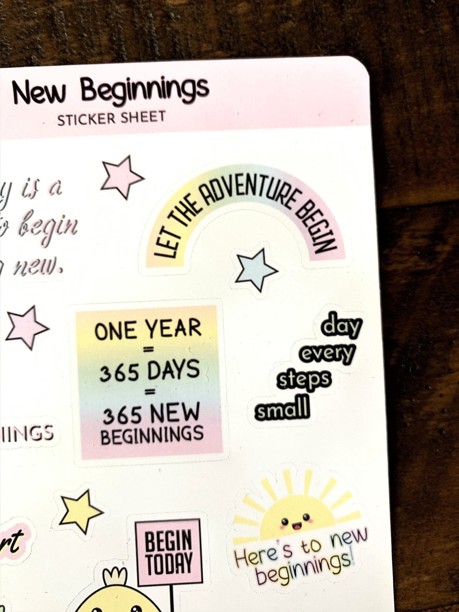 New Beginnings Sticker Sheet Cute Motivational Stickers | Etsy