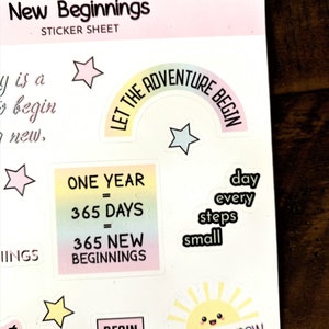 New Beginnings Sticker Sheet | Cute Motivational Stickers About New ...