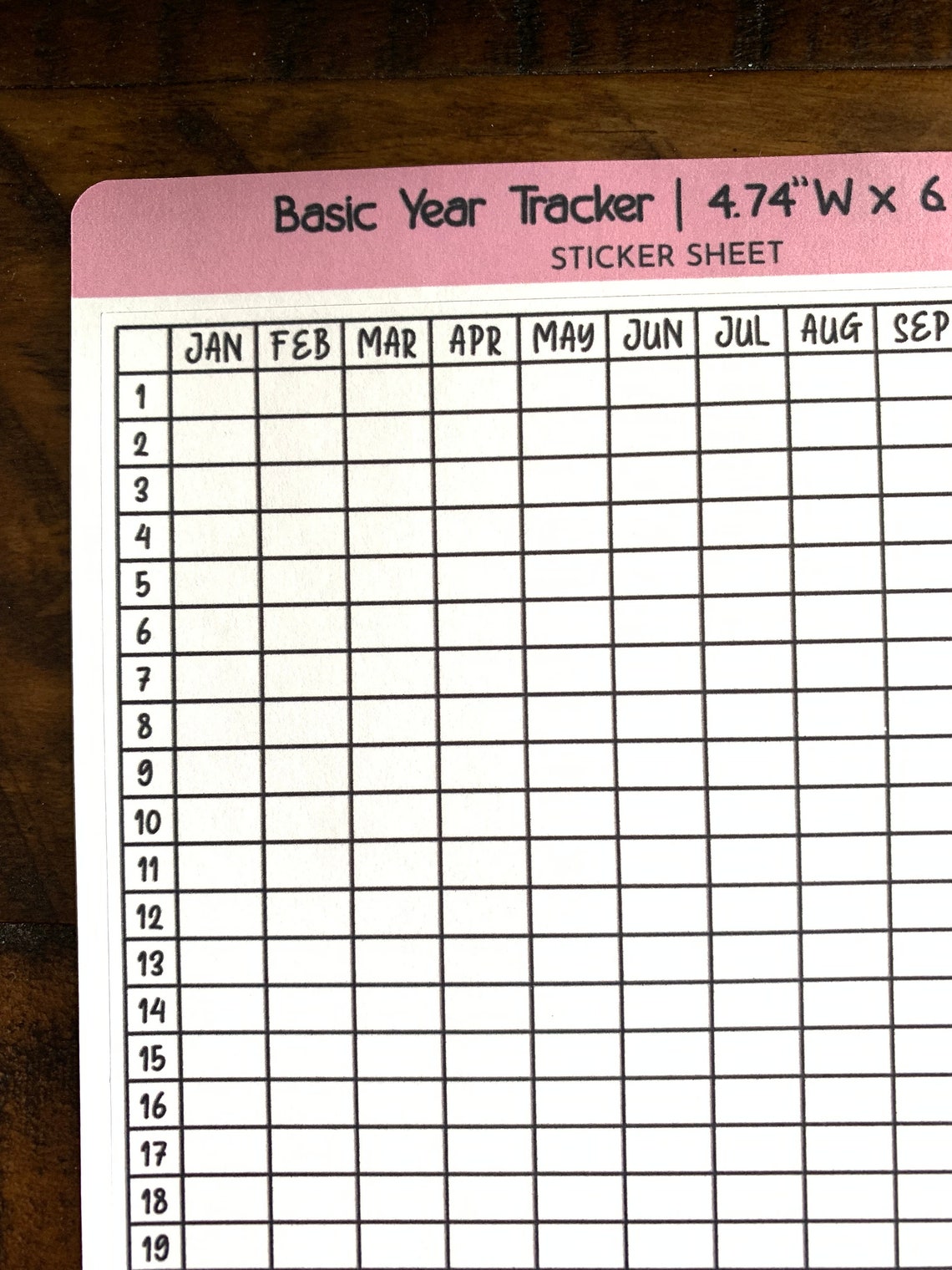 Basic Year Tracker | 1 Large Year Tracker Sticker 6.43"hx4.74"w ...