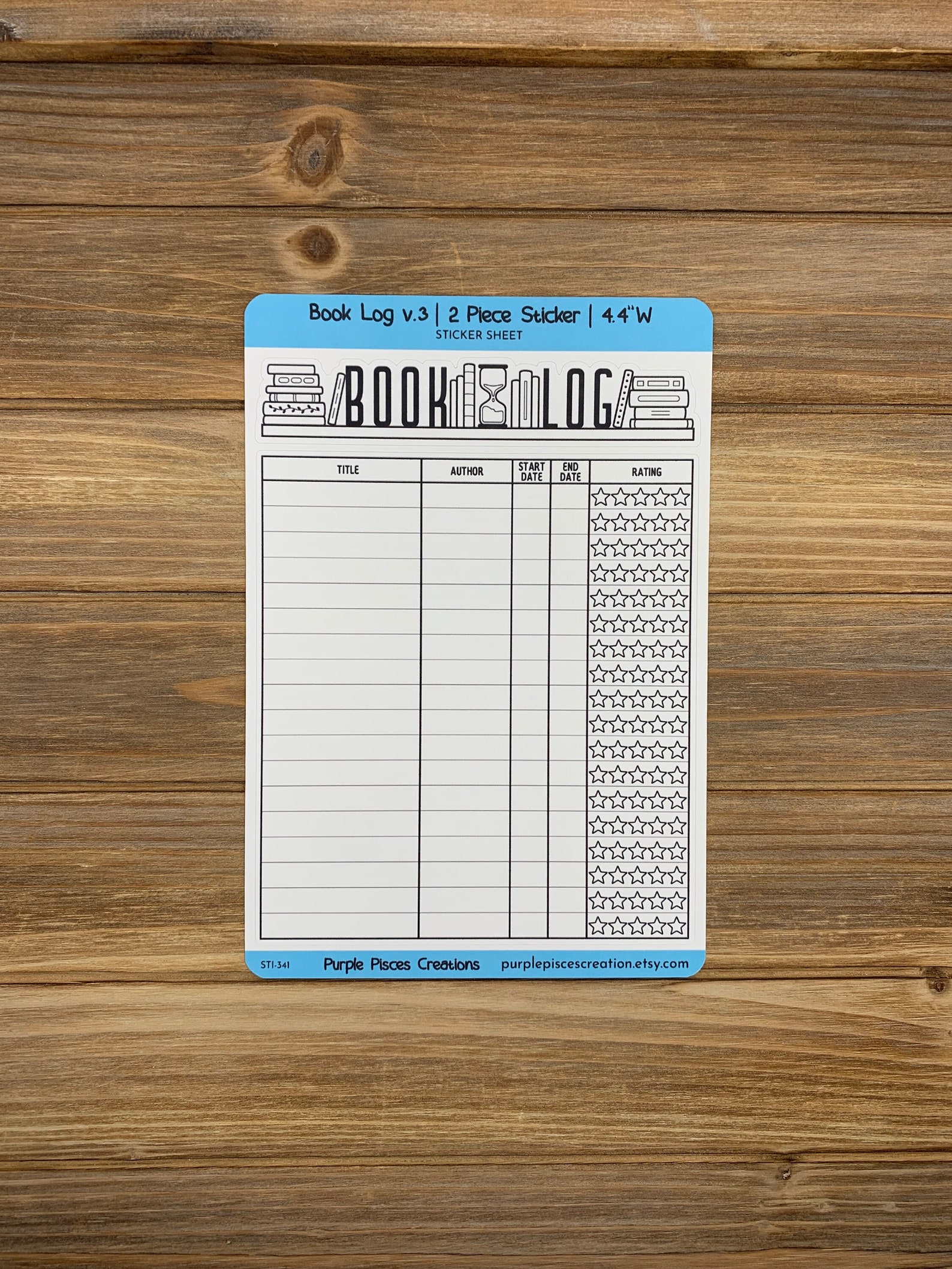 Book Log V3 2 Pc Sticker | 4.4"w X 4.9"h Log & 4.4"w X .9"h "book Log ...
