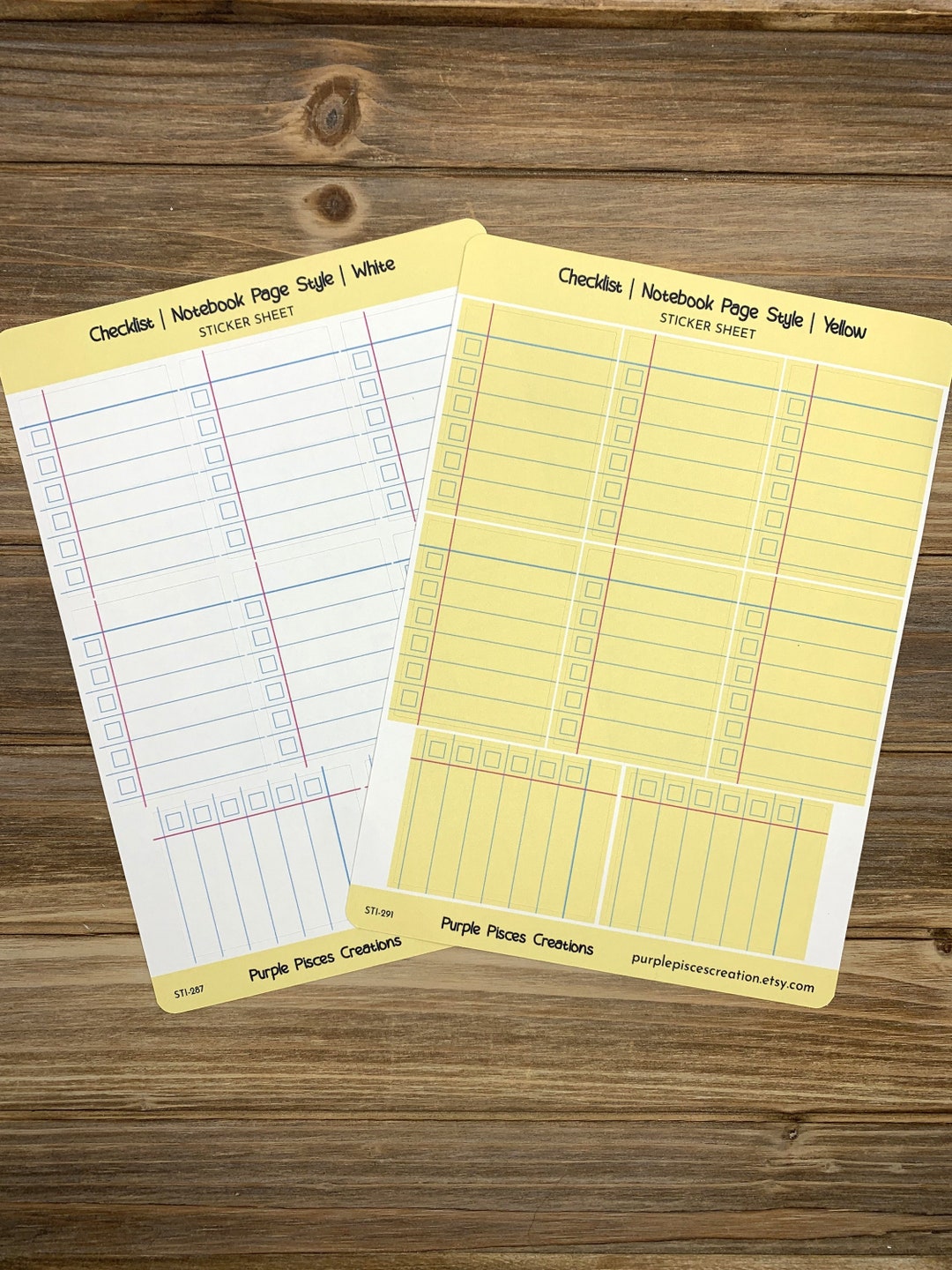 Checklist | Notebook Page Style | Choose White or Yellow Sheet | 2"h X ...
