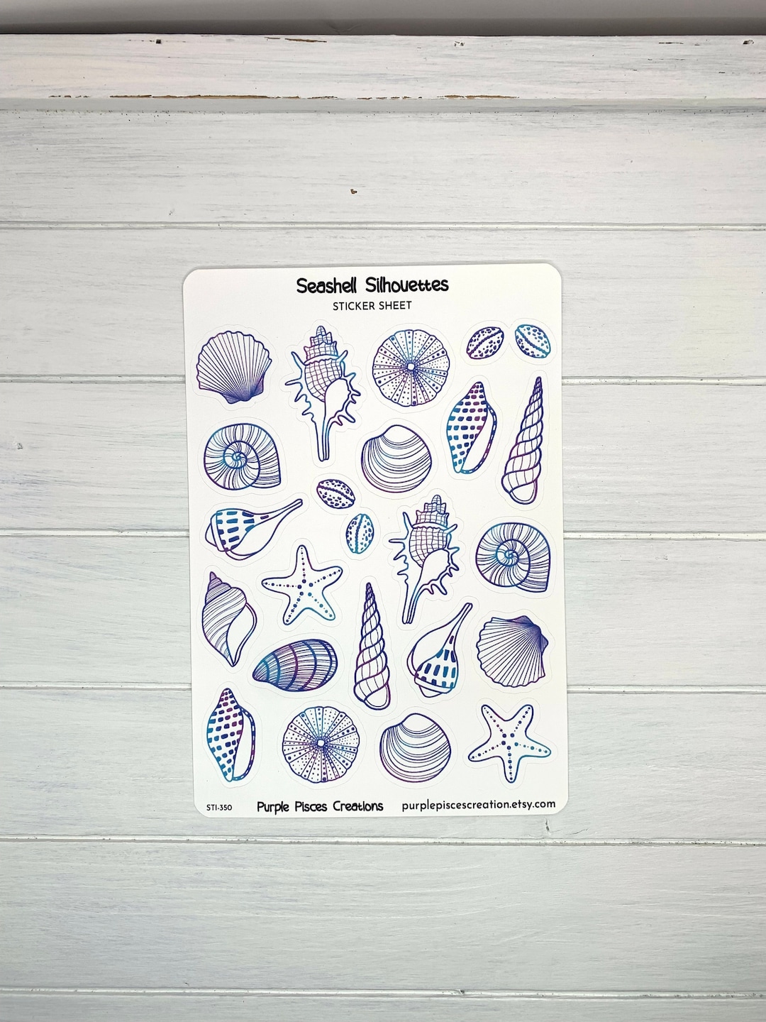 Seashell Silhouettes Sticker Sheet | Decorative Stickers for Planners ...