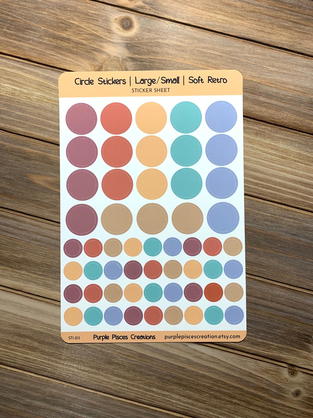 Circle Stickers | Large/small | Soft Retro Theme | 20 Large (.7 In ...