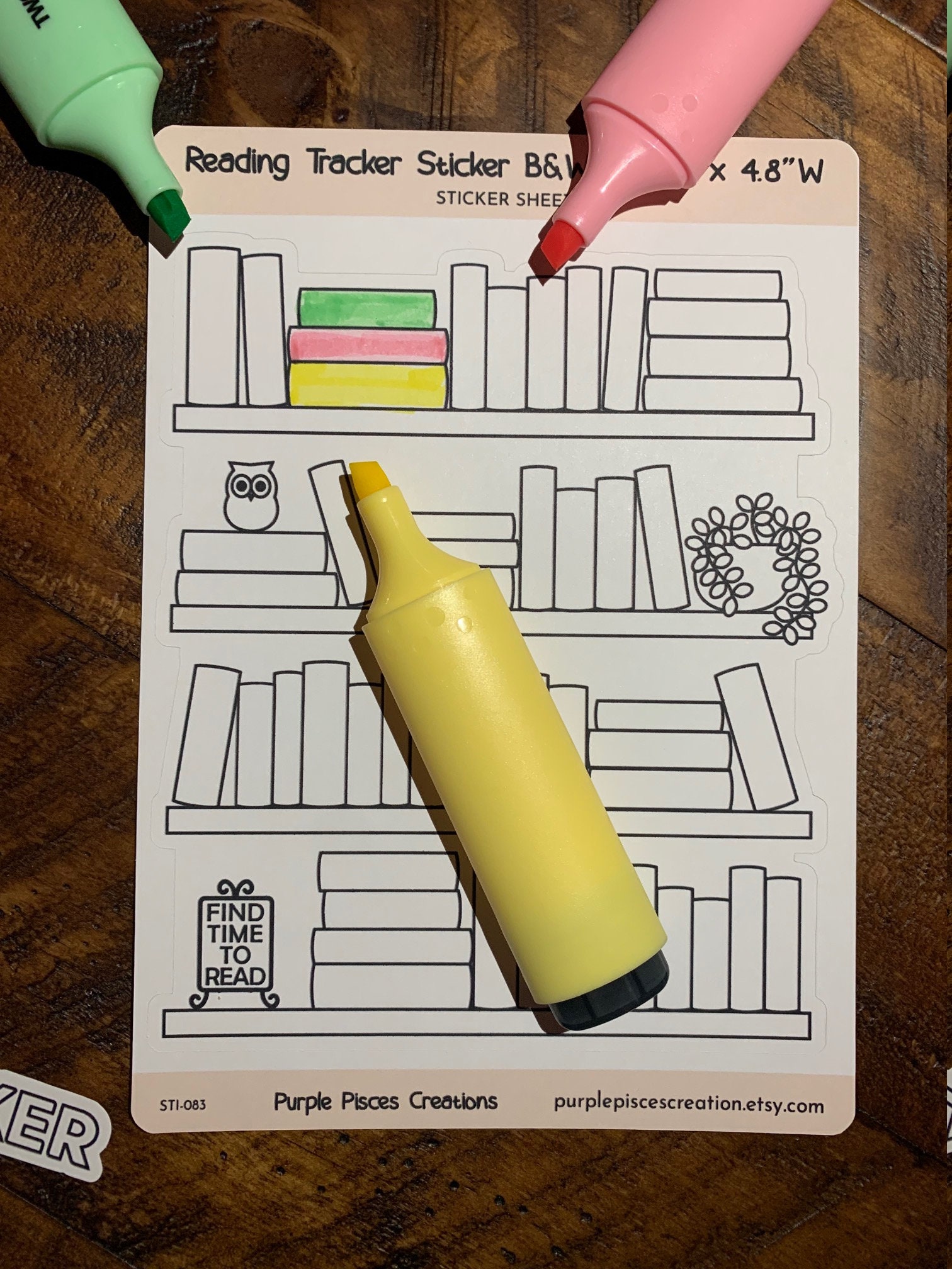 Reading Tracker Sticker Set - V1 B&W | 1 Reading Tracker Sticker 5.7 ...