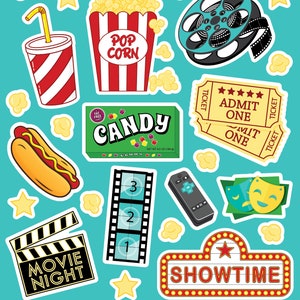 Movie Night Sticker Sheet | Decorative Stickers for Planners, Journals ...