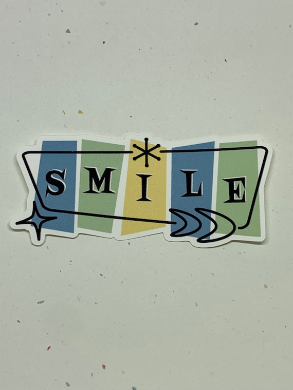 Retro Themed Die Cut Sticker smile Retro Theme - Etsy