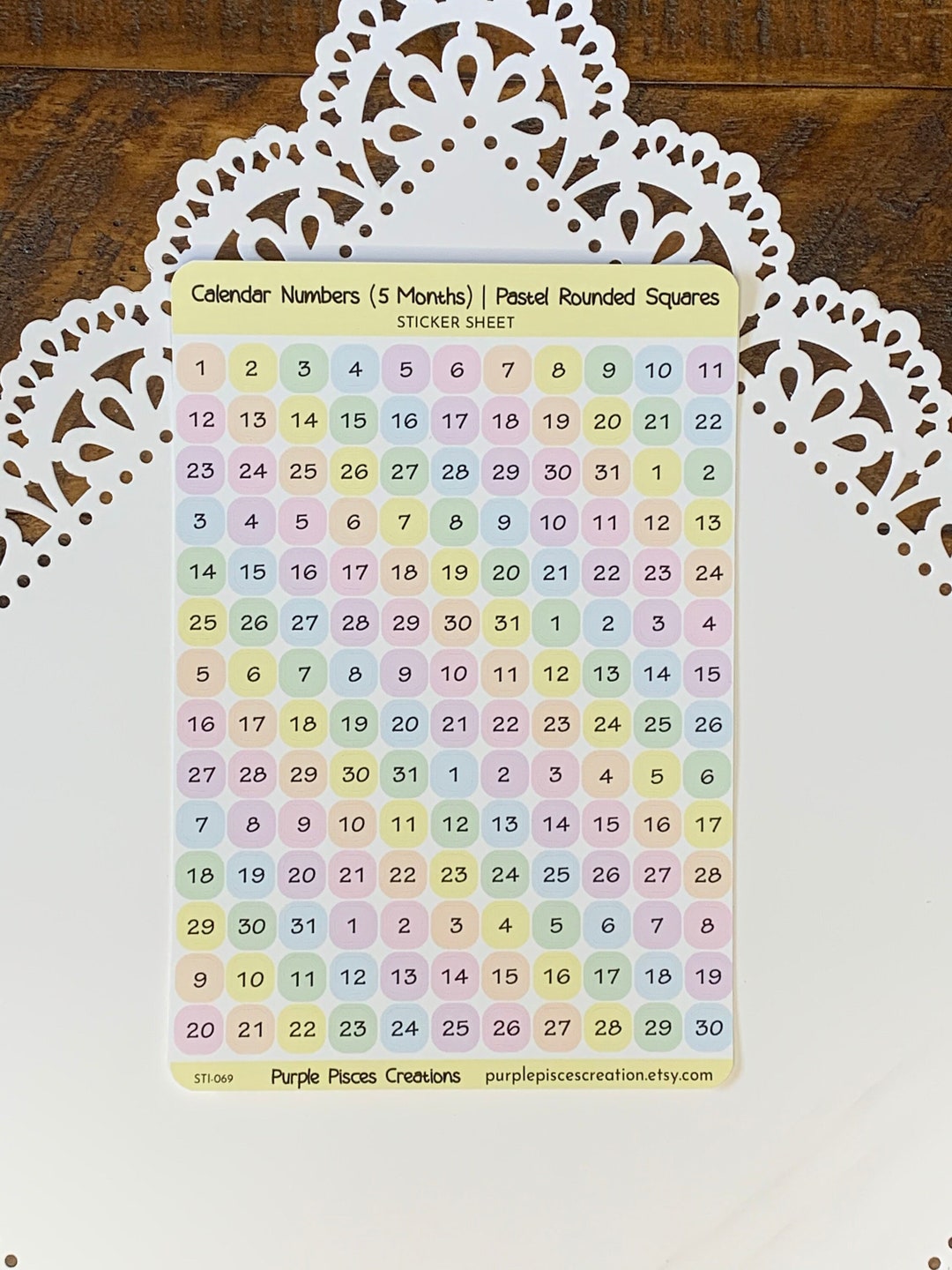 Calendar Numbers (5 Months) - Pastel Theme Rounded Squares Sticker ...