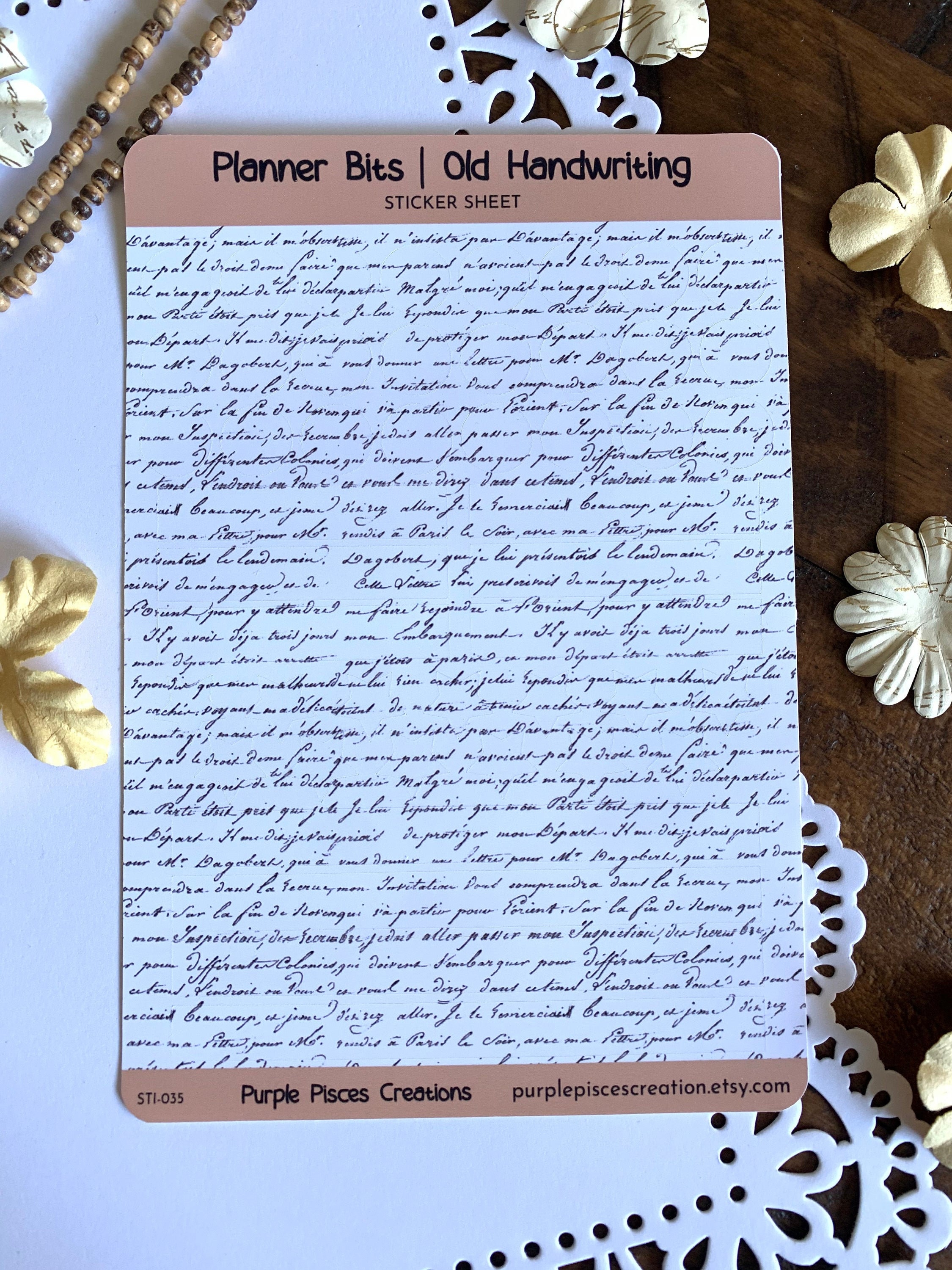 Planner Bits Old Handwriting Sticker Sheet 24 Circles 10 | Etsy