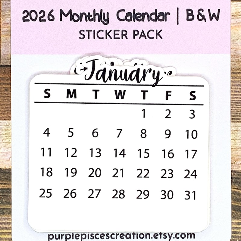 2026 Calendar Month Stickers - Etsy