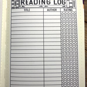 Reading Log Sticker | 4.4"w X 5.9"h | Title, Author, and Rating Columns ...
