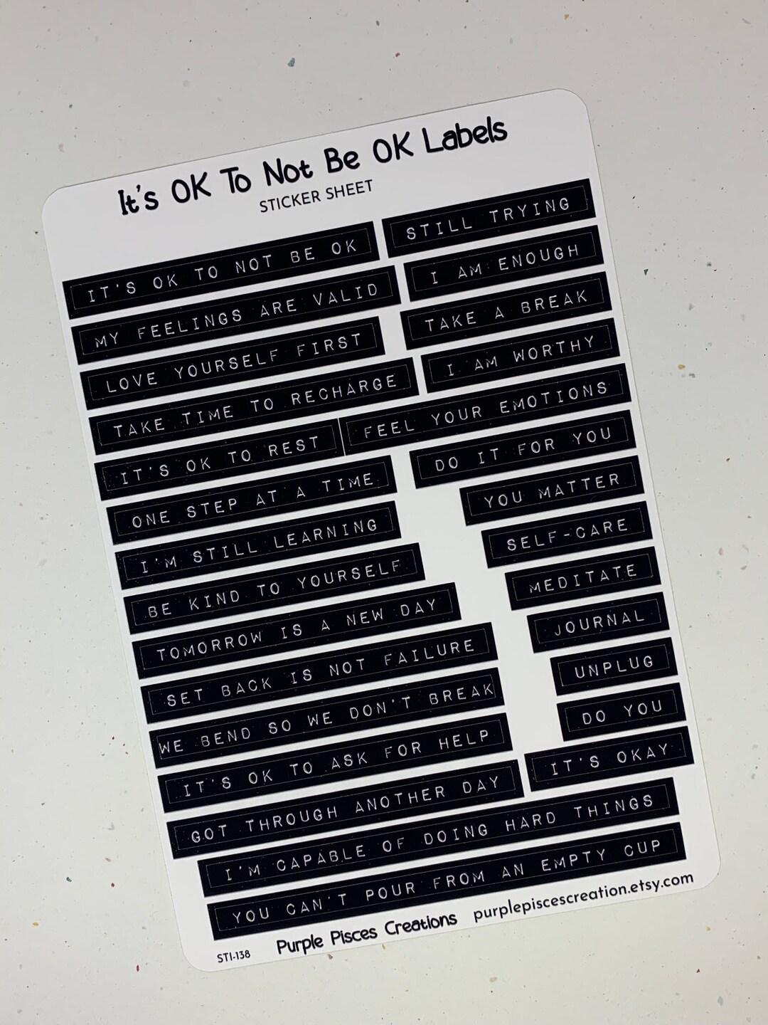 It's OK to Not Be OK Labels Sticker Sheet | 28 Sayings /words ...