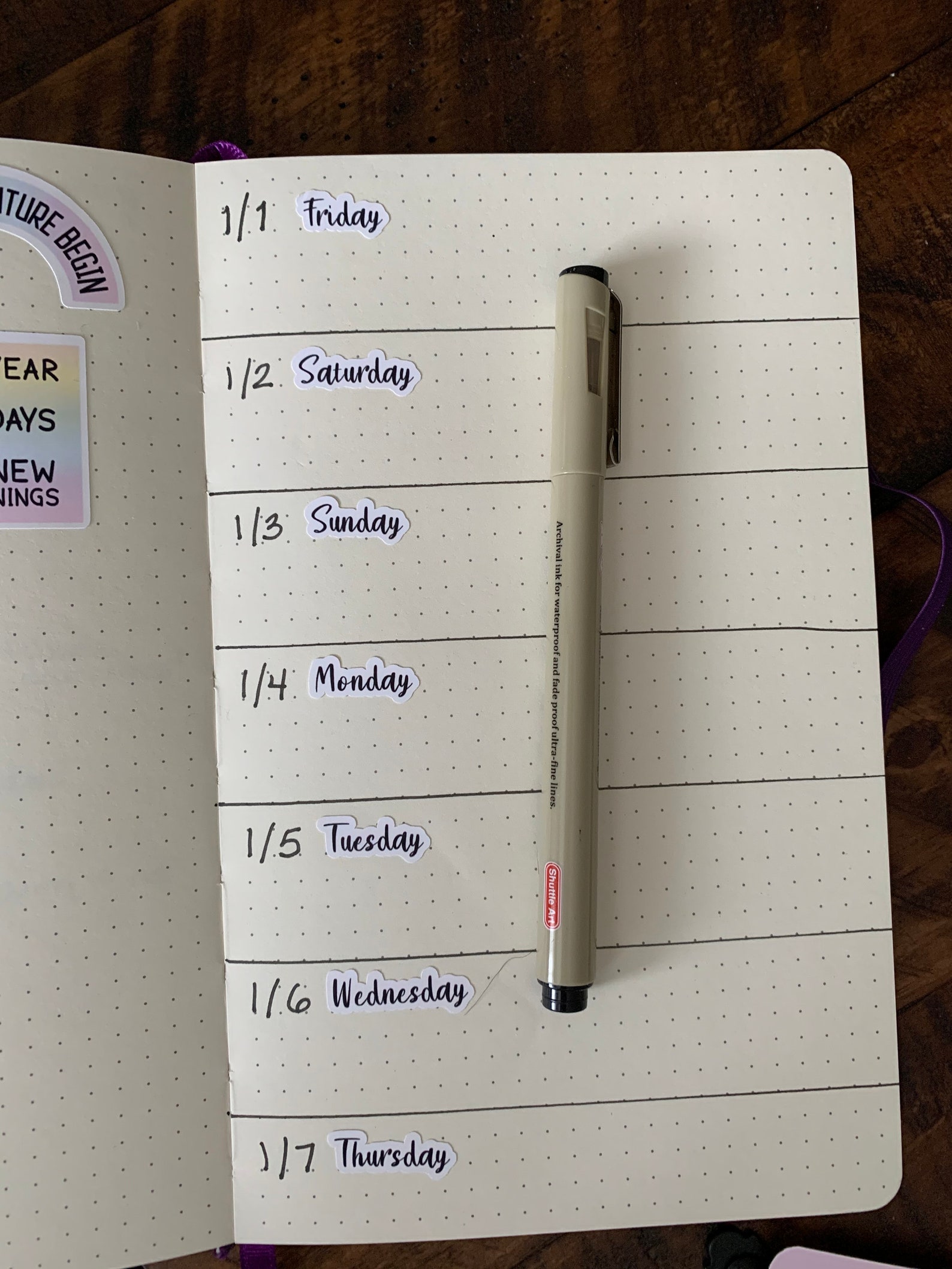 Days of the Week Stickers 8 Weeks of Monday Sunday - Etsy