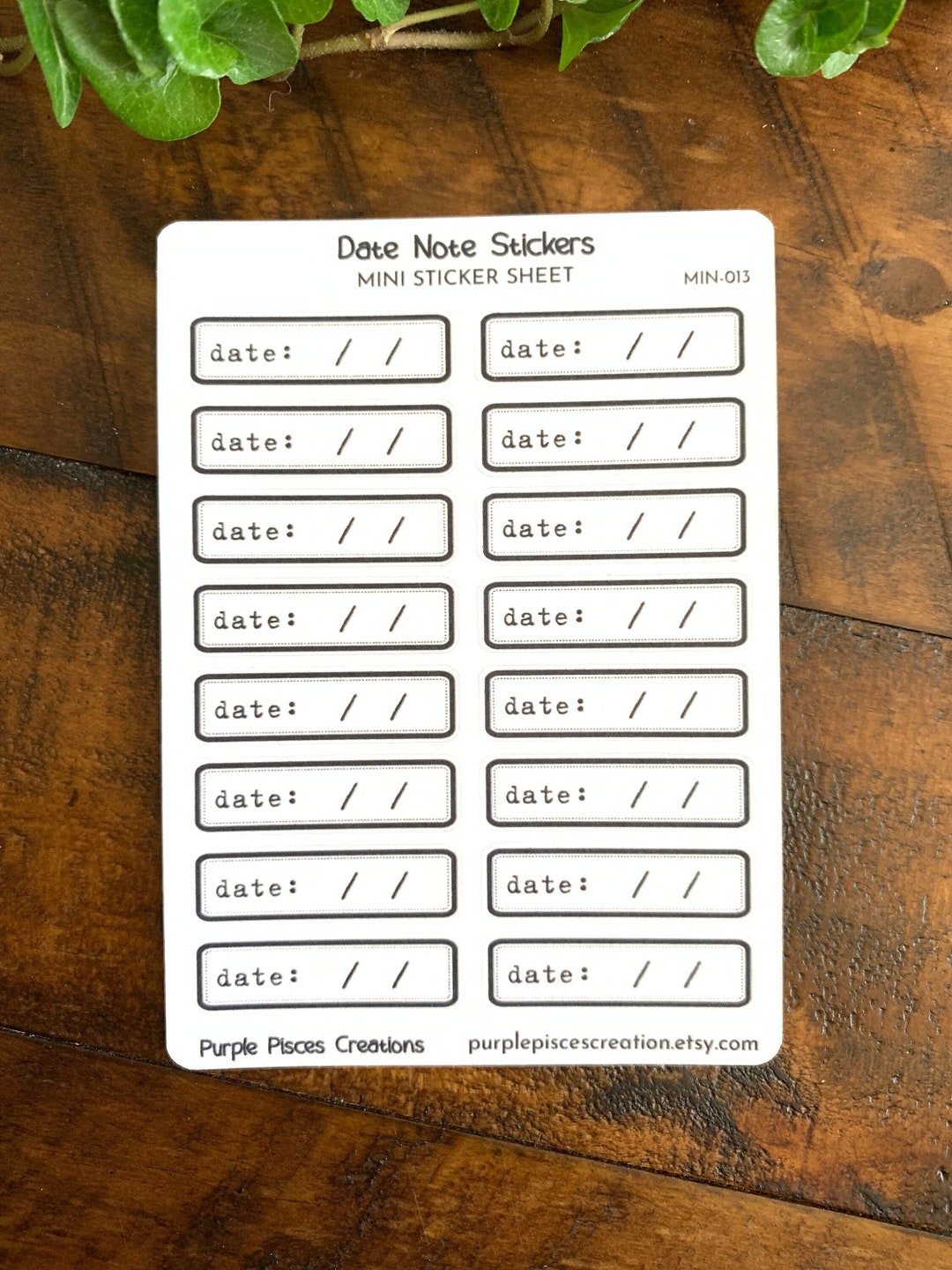 Date Label Planner Stickers Mini Sticker Sheet | 16 Date Label Stickers ...