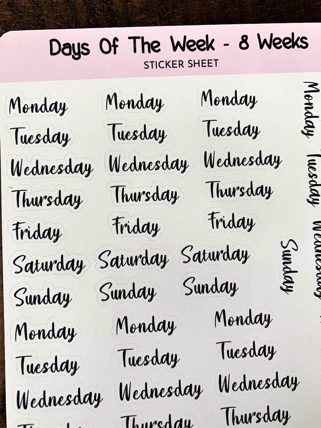 Days of the Week Stickers | 8 Weeks of Monday - Sunday Stickers Kiss ...