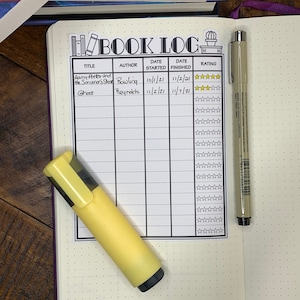 Book Log Sticker | 4.4"w X 5.9"h | Log Title, Author, Date Started ...