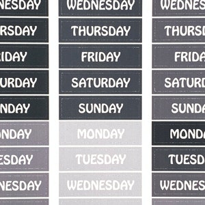 Days of the Week Sticker Sheet Five Shades of Grey Color Palette 6 ...