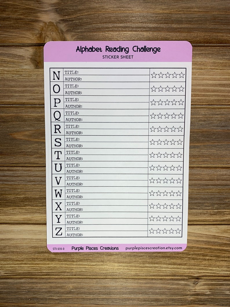 Alphabet Reading Challenge Sticker Set | 2 Page Spread (4.4"w X 5.6"h ...