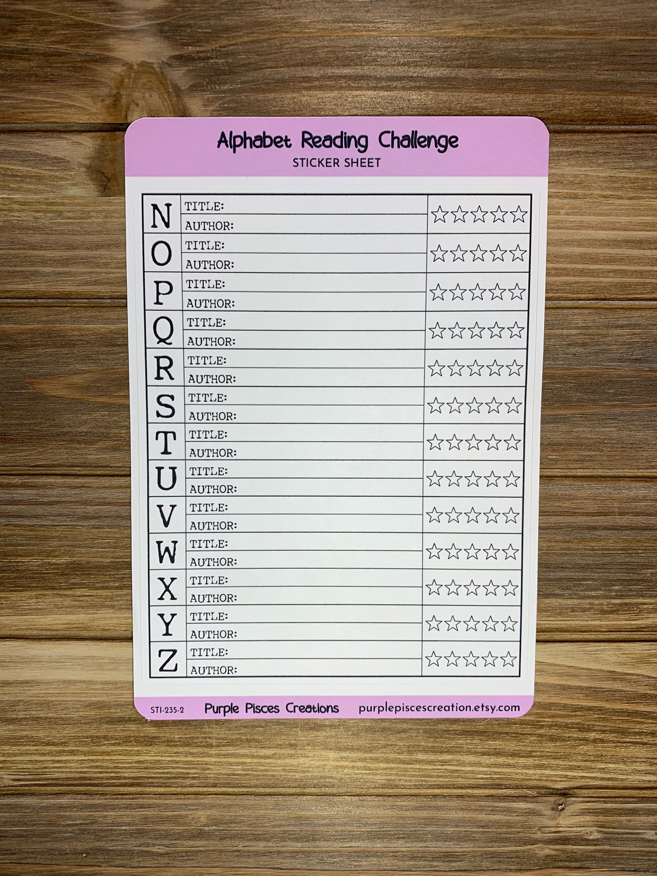 Alphabet Reading Challenge Sticker Set | 2 Page Spread (4.4"w X 5.6"h ...