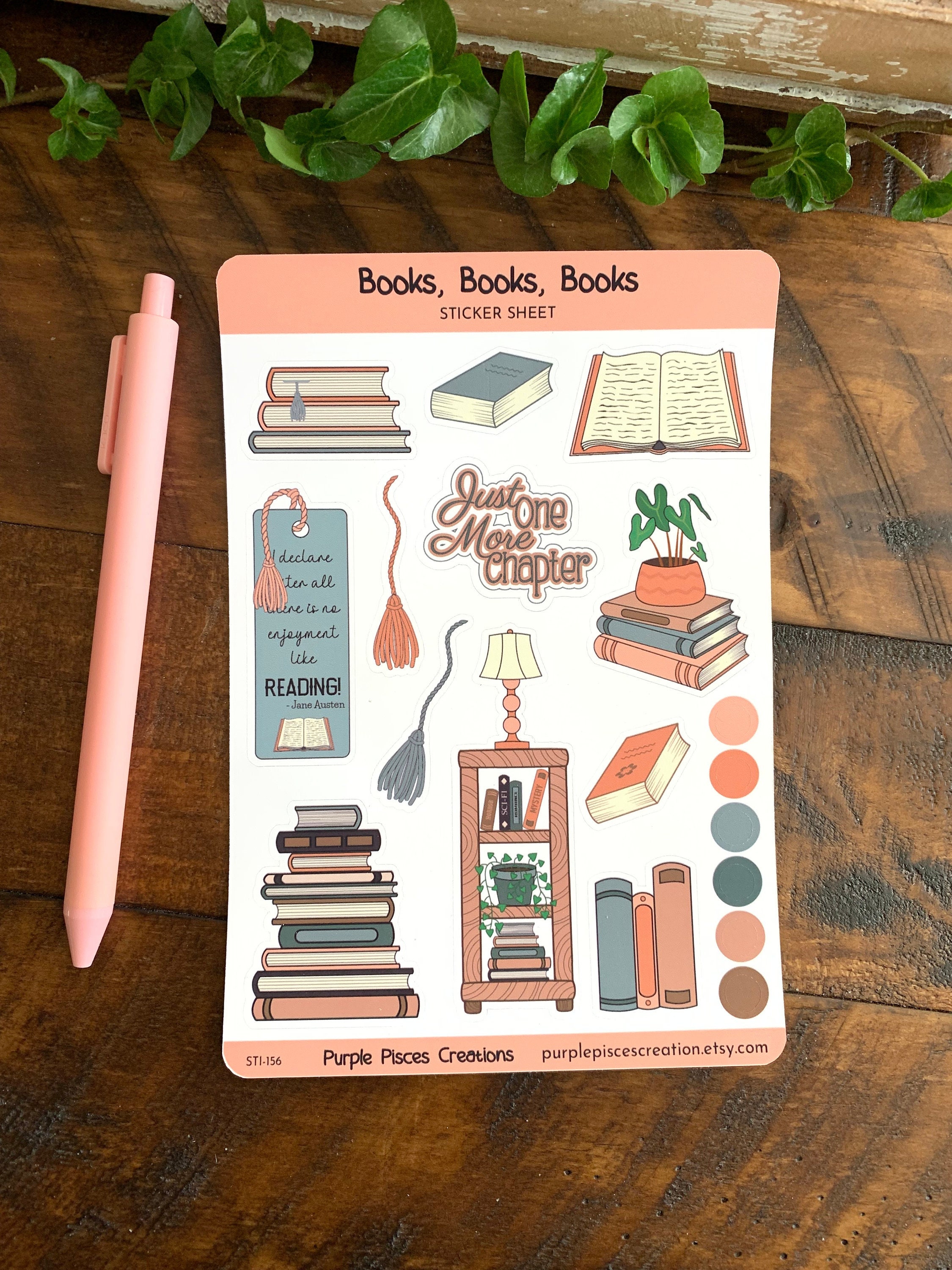 Books, Books, Books Sticker Sheet | | Reading Themed Decorative ...