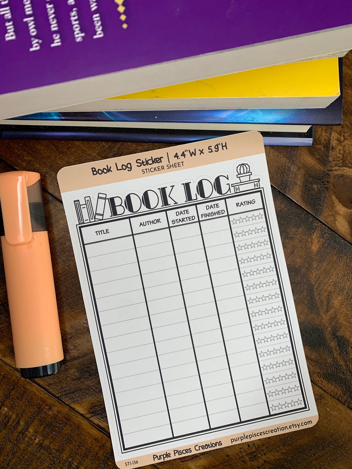 Book Log Sticker 4.4w X 5.9h Log Title - Etsy