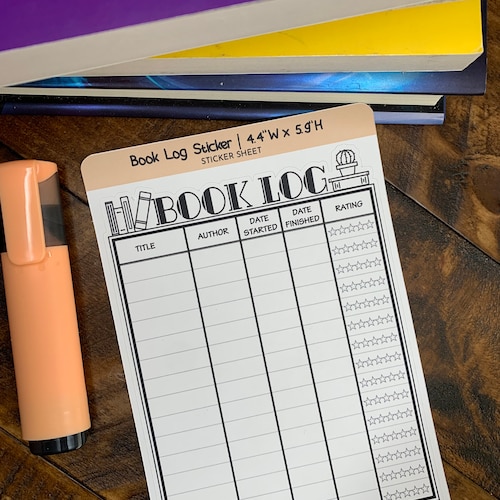 Reading Log Sticker 4.4w X 5.9h Title Author - Etsy