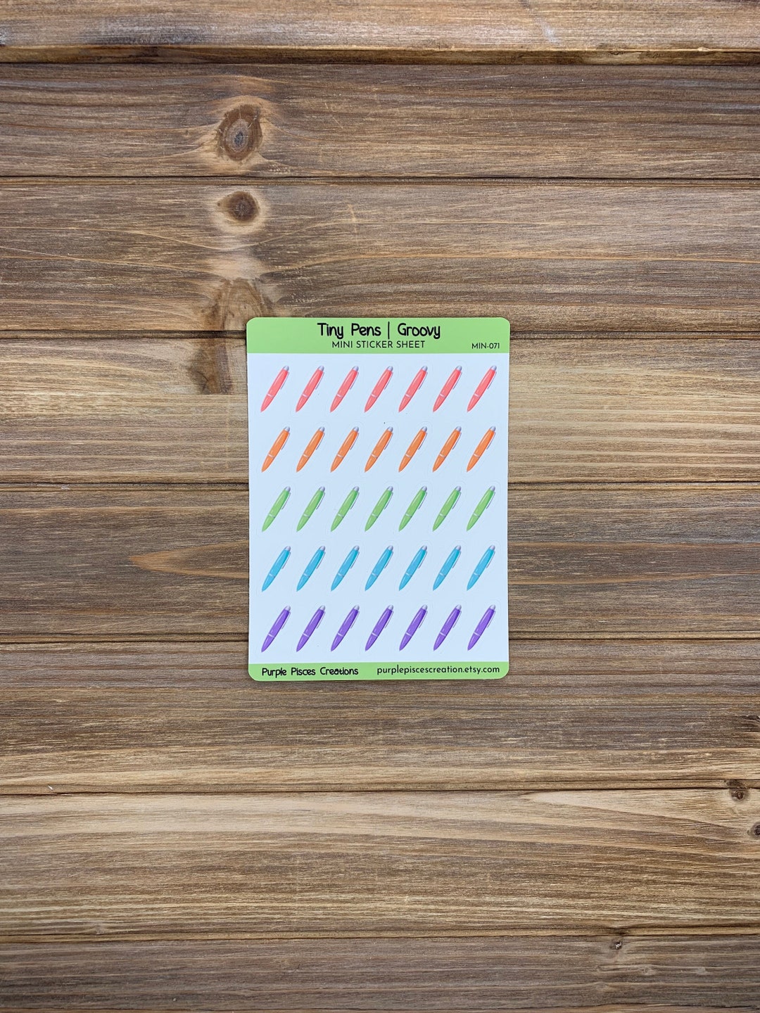 Tiny Pens Mini Sticker Sheet | 35 Tiny Pen Stickers | Groovy Color ...