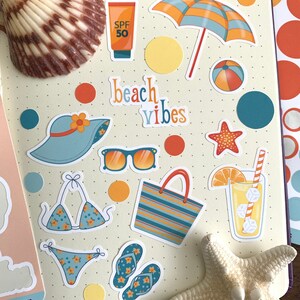 Beach Vibes Sticker Sheet | Beach Themed Decorative Sticker Sheet for ...