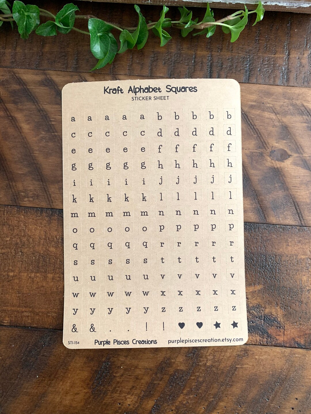 Kraft Alphabet Squares Sticker Sheet | Kraft Sticker Paper | Lowercase ...