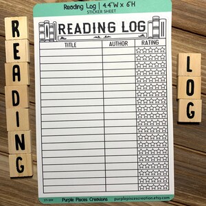 Reading Log Sticker | 4.4"w X 5.9"h | Title, Author, and Rating Columns ...