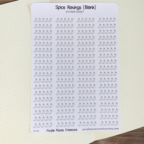 SPICE Rating Stickers Blank 72 .28h X 1.08w - Etsy