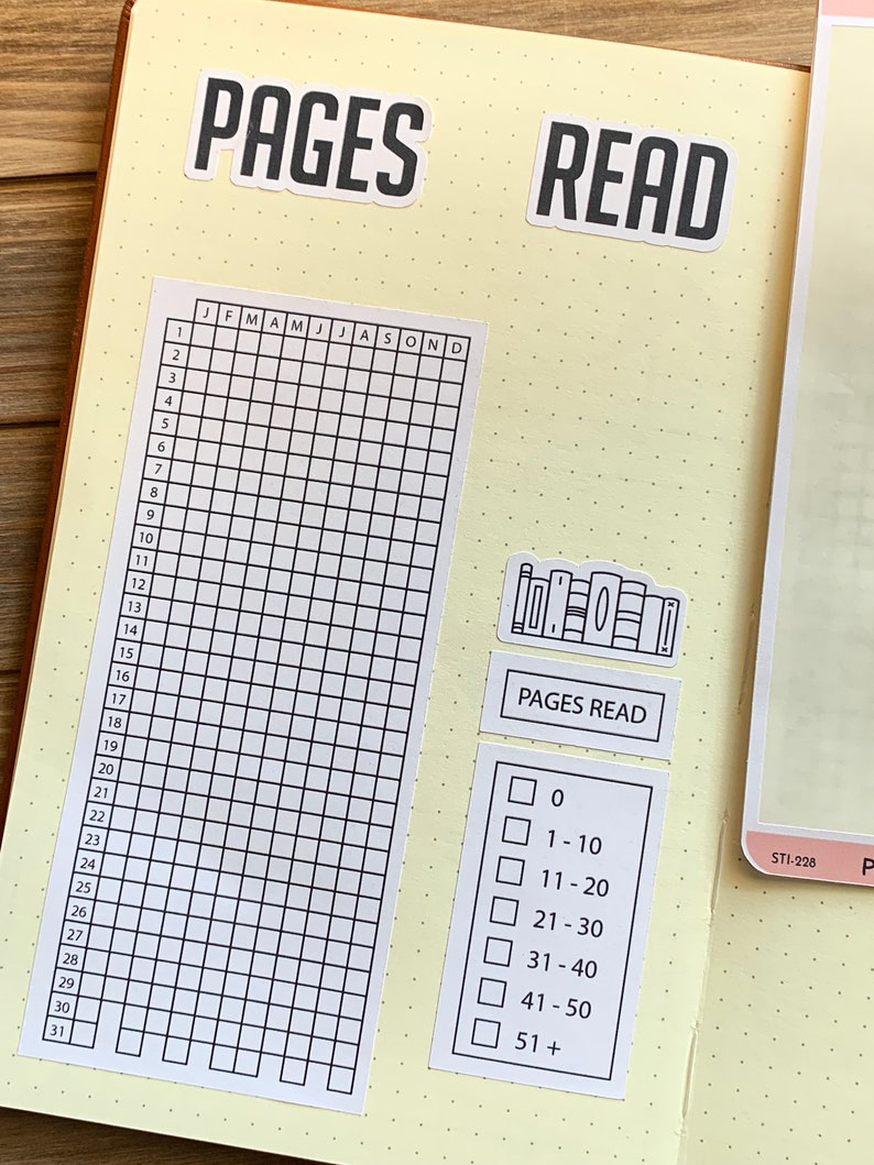 Pages Read Sticker Sheet | Year-long Tracker W/key and PAGES READ ...
