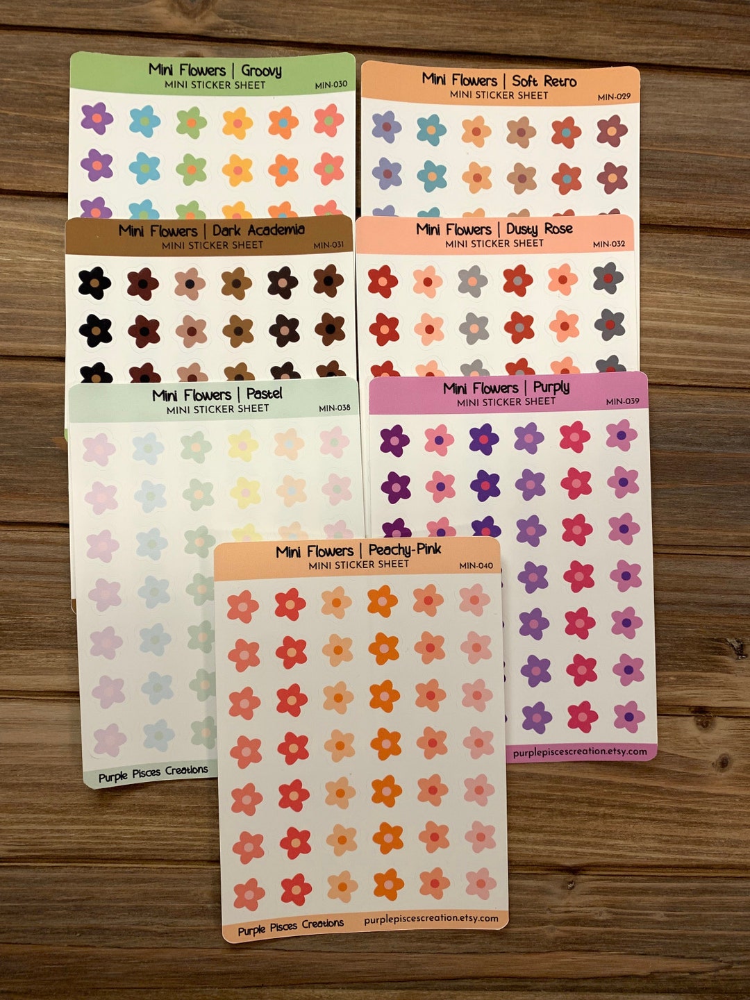 Mini Flowers Mini Sticker Sheet | Soft Retro, Groovy, Dark Academia ...