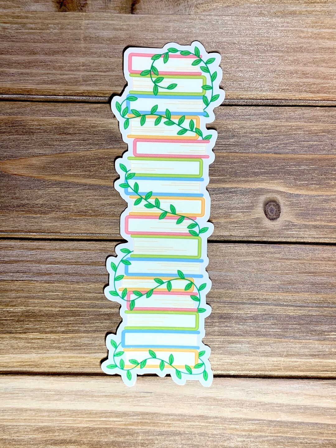 Book Vines Laminated Die Cut Sticker | 1.6"wx4.75"h | Stack of Books ...