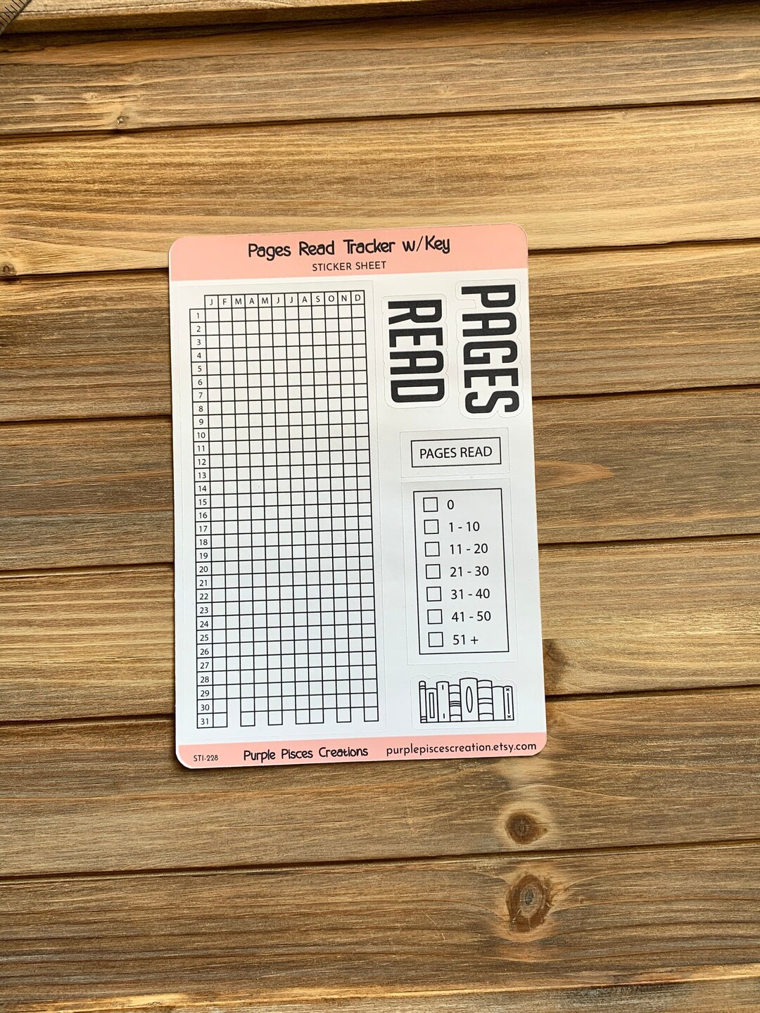 Pages Read Sticker Sheet Year-long Tracker W/key and PAGES - Etsy