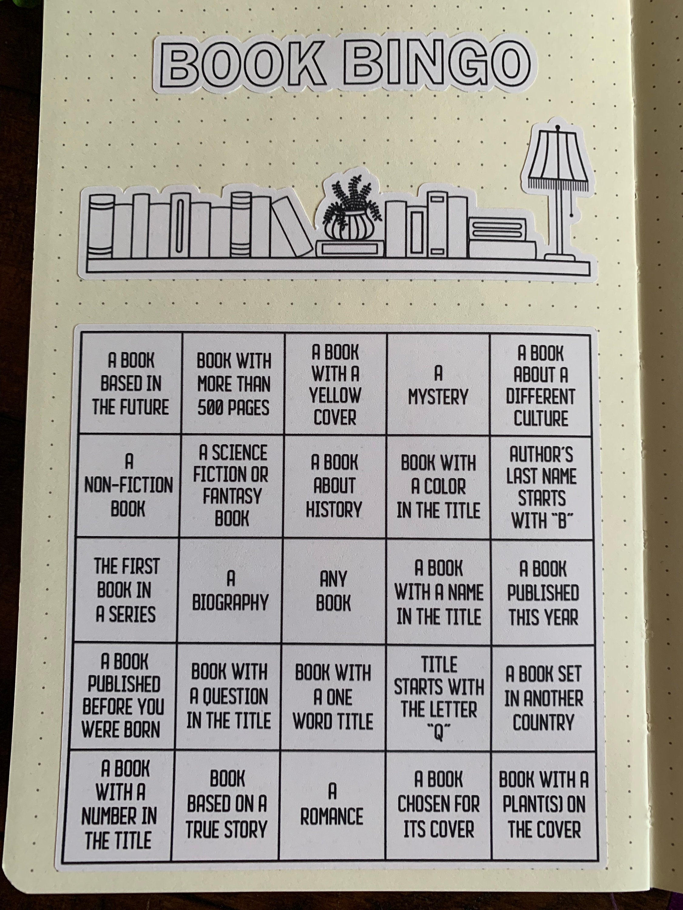 Book Bingo Sticker Set 3 Piece Sticker 1 Book Bingo - Etsy