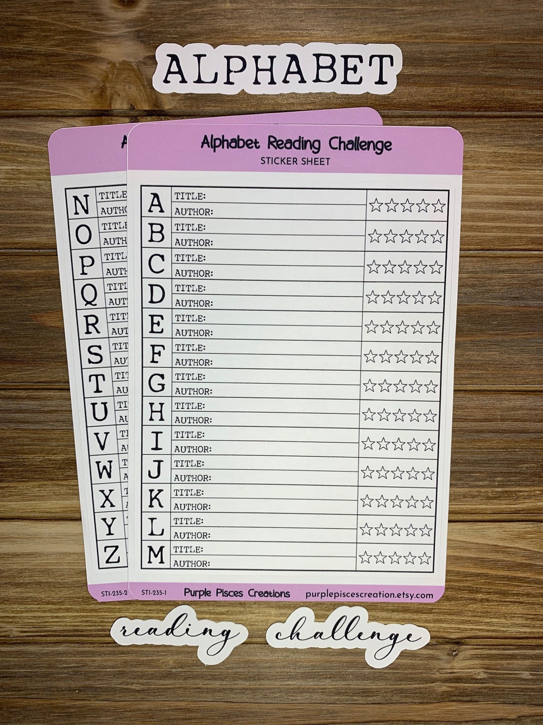 Alphabet Reading Challenge Sticker Set | 2 Page Spread (4.4"w X 5.6"h ...