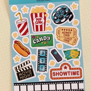 Movie Night Sticker Sheet | Decorative Stickers for Planners, Journals ...