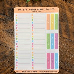 Mini to Do / Checklist Stickers | 1.5"w X 1.9"h | 6 Lists and 9 Header ...