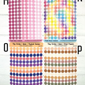 Tiny Circles 5mm Mini Sticker Sheet | 130 Tiny (5mm / .19in) Circles ...