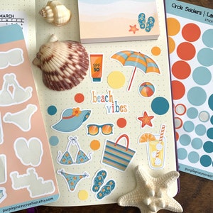 Beach Vibes Sticker Sheet | Beach Themed Decorative Sticker Sheet for ...