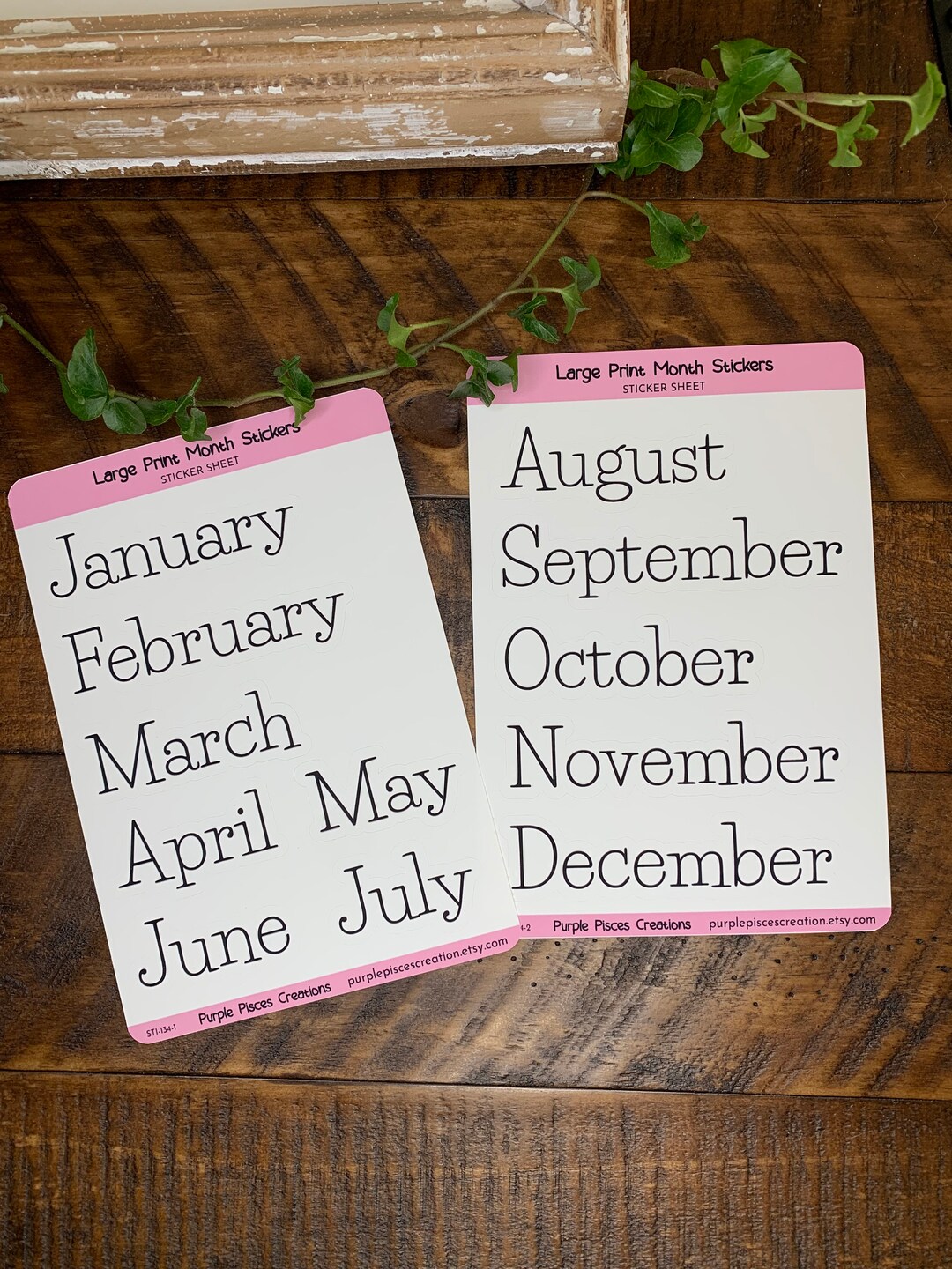 Large Print Month Stickers | January - December | for Planners ...