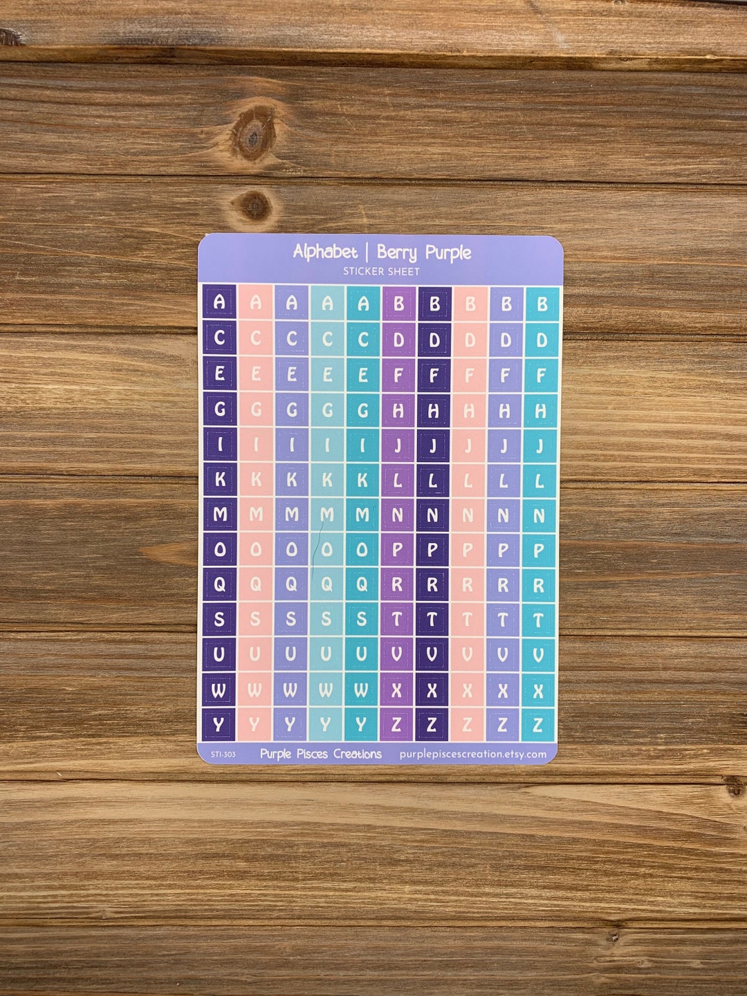 Alphabet Sticker Sheet | Berry Purple Color Palette | ALL CAPS | Each ...
